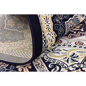 Unique Loom Narenj Collection Classic Traditional Medallion Textured Design Area Rug, 8 x 10 ft, Navy Blue/Blue