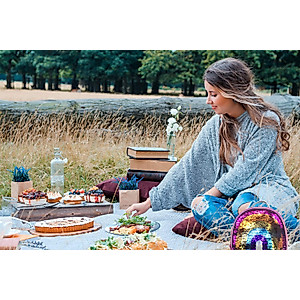 Eoncore Insulated Lunch Bag Bento Box Reversible Sequin lunch bags Rainbow Lunch Tote Bag Makeup Bag Snack Bags for Girls Women Kids