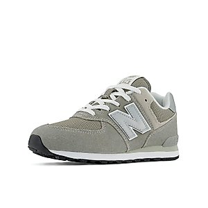 New Balance Boy's Kids 574 V1 70s Racing Lace-up Sneaker, Grey/White, 1 Little