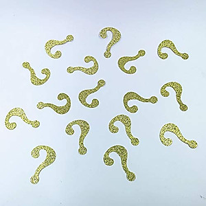 100 Counts Gold Glitter Question Mark Table Confetti / Paper Scatter for Gender Reveal Party Decorating
