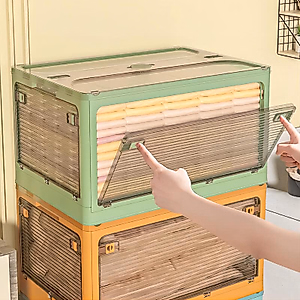 Gemdeck Large Collapsible Clear Storage Bins with Lids Plastic Storage Box Closet Organizers and Storage Bins