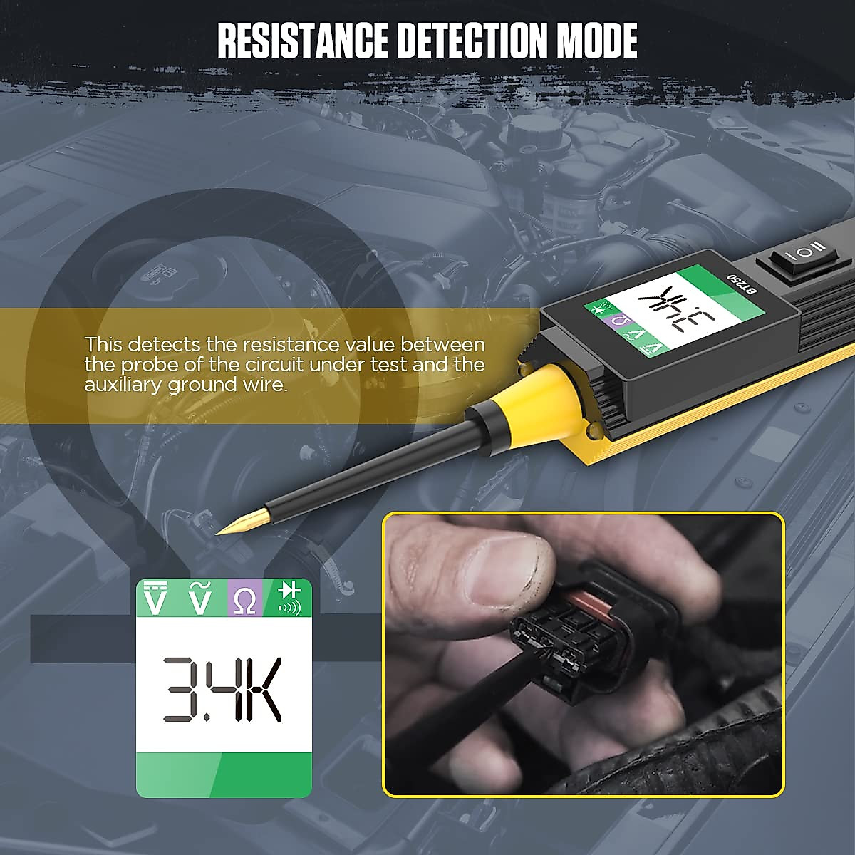 Automotive Circuit Probe Kit, 12V 24V Car Circuit Tester Electrical System Tool, Digital Voltage Tester, Multimeter, Short Finder,Relay Fuse Tester,AC DC Diode Resistance Tester