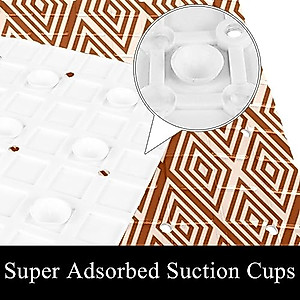 Bath Tub Shower Mat - Anti-Slip PVC Material 15.1x26.8 in, Gentle Cushioning Quick Drying Suction Cups Reliable Solution - Geometric Diamond Pattern - Brown Non-Slip Floor Mat