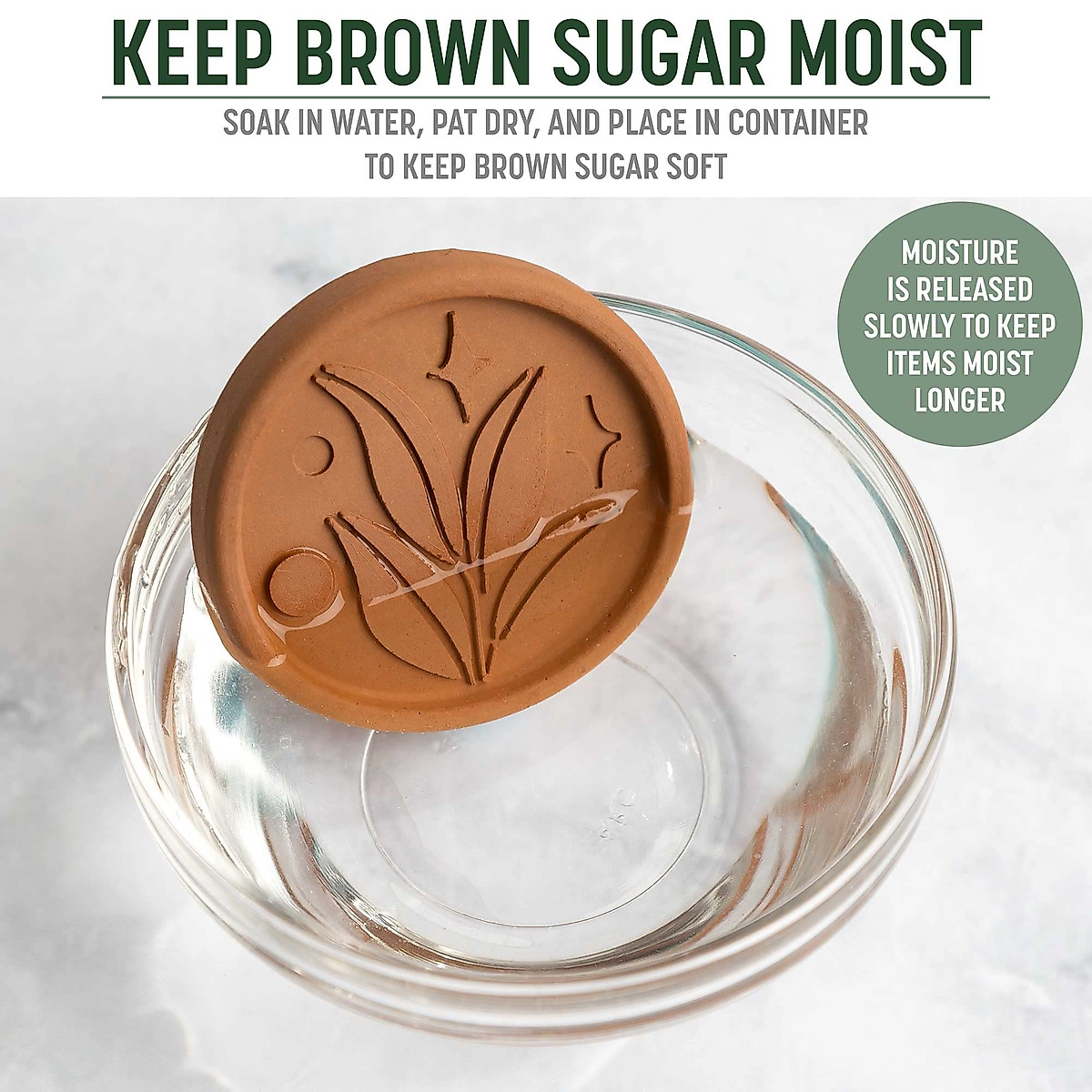 Goodful Brown Sugar Saver and Softener Disc with Airtight Storage Container, Multiple Uses for Food Storage Containers, Reusable and Food Safe, 1.5-Quart Container with Sugar Saver Disk