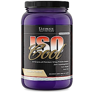 Ultimate Nutrition ISO Cool Whey Isolate Protein Powder - Keto Friendly - Sugar, Carb and Fat-Free - 23 Grams of Protein Per Serving, Vanilla, 2 Pounds