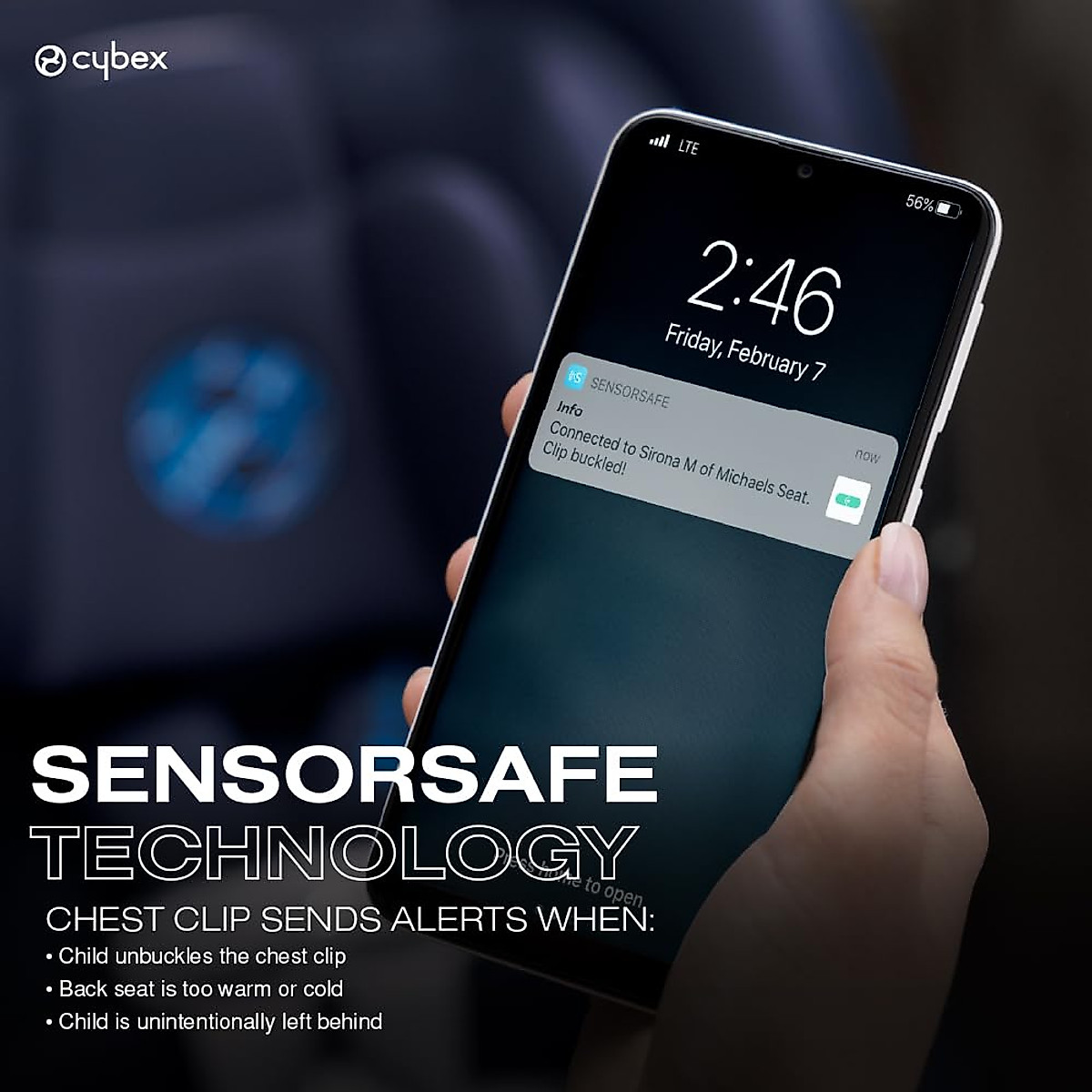 CYBEX Sirona S with SensorSafe, Convertible Car Seat, 360° Rotating Seat, Rear-Facing or Forward-Facing Car Seat, Easy Installation, SensorSafe Chest Clip, Instant Safety Alerts, Premium Black