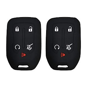 2 Pcs Smart Key Fob Cover Case Protector Fit for GMC Acadia Terrain Yukon Chevrolet Suburban Tahoe Keyless Entry Remote Fob Skin Jacket Holder Key Protection Case (Black 2 Pack)