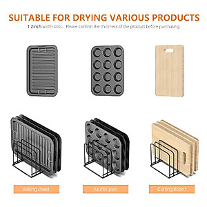 KORRTFID Kitchen Cabinet Organizer, Steel Cookware Holder, Divided Holder with 5 Slots for Skillets Baking Tray and Chopping Board Rack - Baking Pan Holder Storage (1 PC)