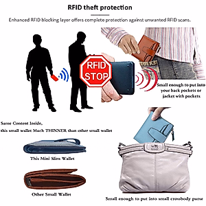 AINIMOER Women's RFID Blocking Leather Small Compact Bi-fold Zipper Pocket Wallet Card Case Purse with id Window (Waxed Red)