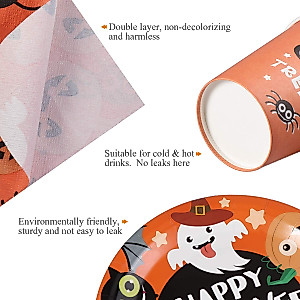 Hemoton Paper Tableware set for Halloween Nightmare Party Supplies with 24pcs Plates 24pcs Cups and 48pcs Napkins