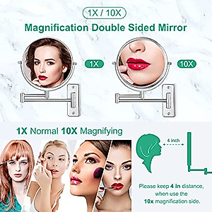 DECLUTTR 8 Inch Wall Mounted Magnifying Mirror with 10x Magnification, Double Sided Vanity Makeup Mirror for Bathroom, Chrome Finished