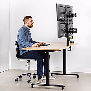 VIVO Full Motion Aluminum 17 to 32 inch Quad Monitor Desk Mount Stand with Articulating Arm Joints, Fits 4 Screens, Max VESA 100x100, STAND-V104Y