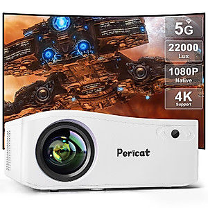 5G WiFi Bluetooth Projector, Native 1080P Outdoor Movie Projector with 350" Display, 18000L Home Theater Video Projector 4K Supported, LED Video Projector Compatible with TV Stick, Phone/PC