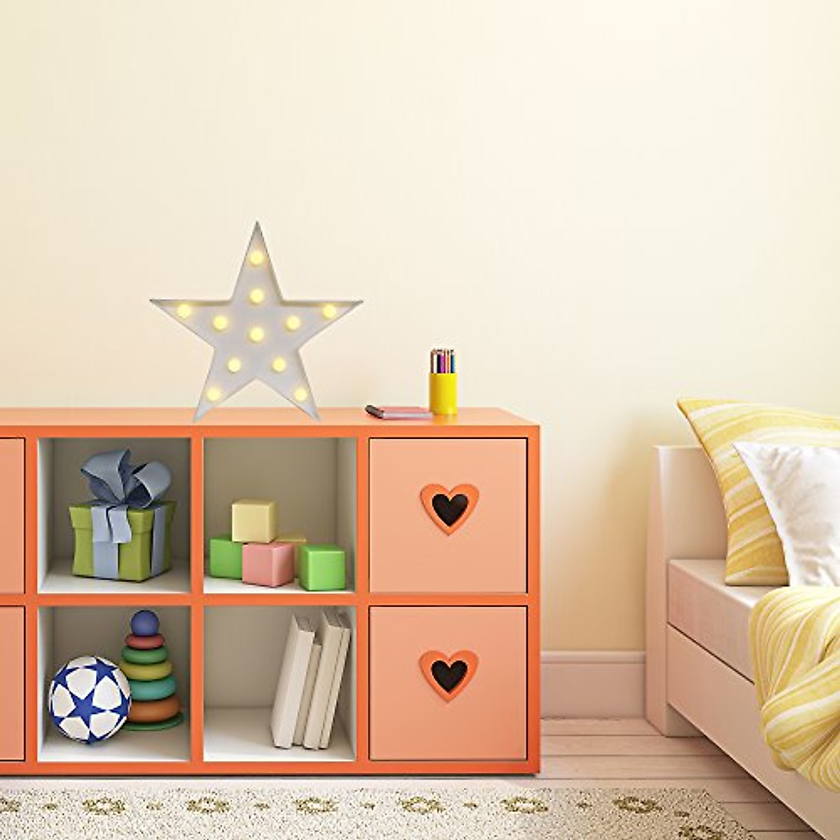 JUHUI Marquee Light Star Shaped LED Plastic Sign-Lighted Marquee Star Sign Wall Décor Battery Operated (White)