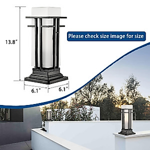 Antique House Outdoor Post Lights Hard Wired 1 Pack 6.1 Inch Lamp Post Lights Outdoor Waterproof Modern Outdoor Light Post for Yard Aluminum and Frosted Glass