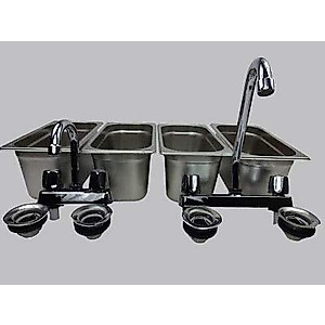 4 Compartment Concession Sink Portable 4 Traps HandWashing Food Truck Trailer