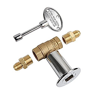 Roastove 1/2-Inch Straight Quarter-Turn Shut-Off Valve Kit, for Natural Gas Fire Pits with Flange and 3 Inches Key, Chromed