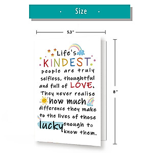 YiKaLus Cute Appreciation Card for Kindest Person, Great Thank You Card with Envelope for Women Men, Sweet Friendship Gift for Friends Classmates, Best Thank You Gift Ideas for Mom Dad