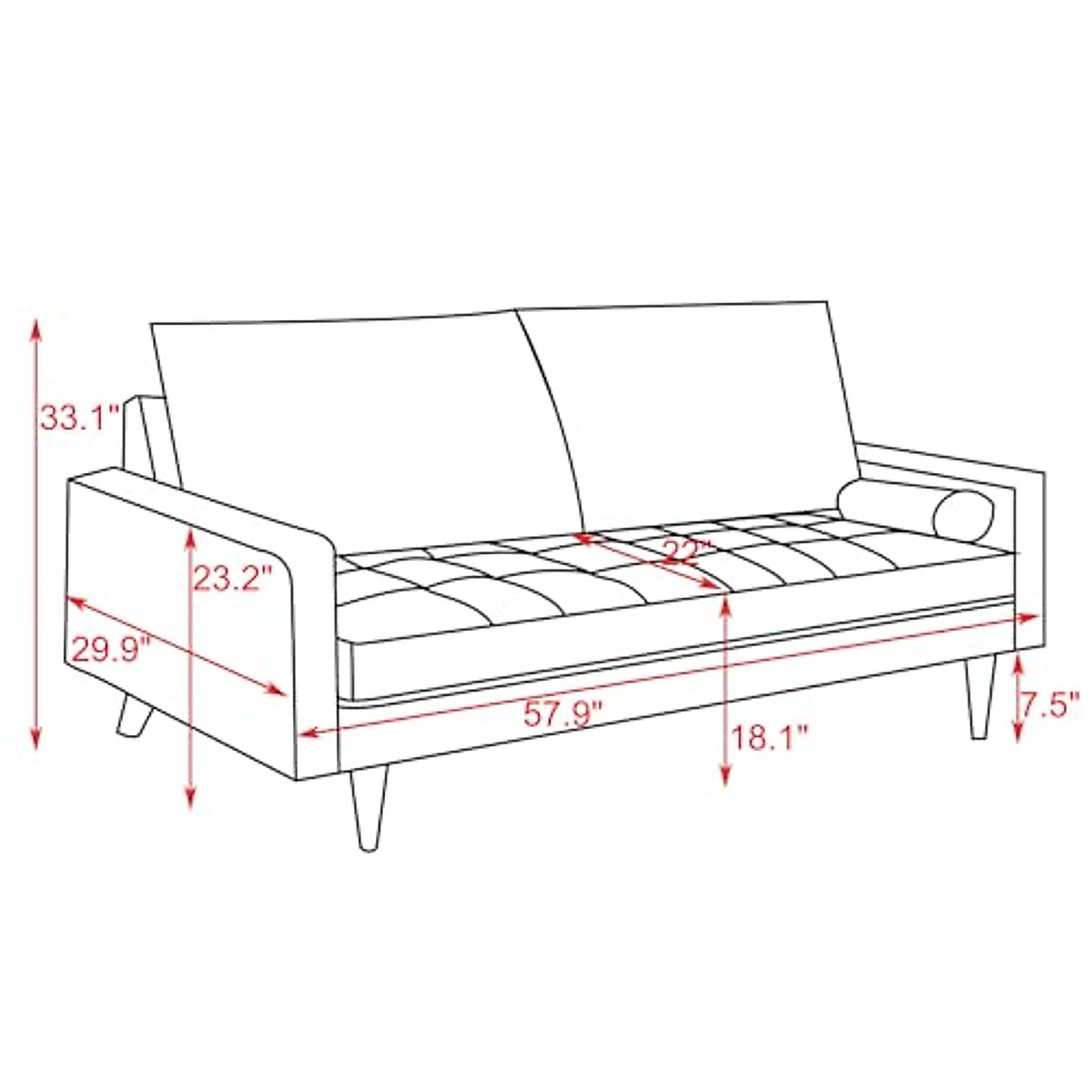 uhome Sofas, 2 Seat, Black