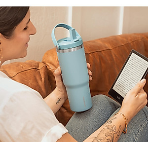 Hydrapeak Nomad 32 oz Tumbler with Handle and Straw Lid, Leakproof Tumbler, Tumbler Lid Straw, Double Insulated Tumblers, 32oz Double Insulated Cup Straw, Stainless Steel (Sage)