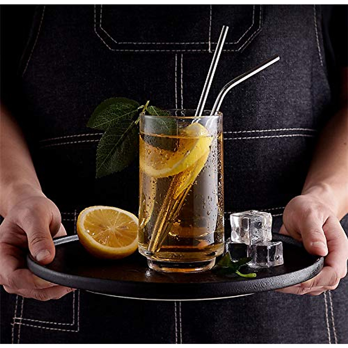 Sunwinc Reusable Metal Bent Straws 50pack in Bulk,10.5inch Stainless Steel Drinking Straws for 30oz/20oz Tumblers Yeti Cups Child Metal Straws(New All bent 50pcs -10.5" Silver)