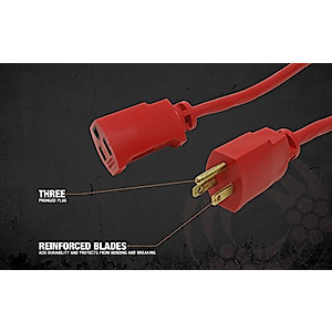 Southwire 2408SW8804 14/3 SJTW ft Vinyl Outdoor All-Purpose Extension Cord Waterproof, 50', Red
