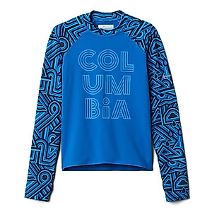 Columbia Toddler Unisex Sandy Shores Printed Long Sleeve Sunguard, Bright Indigo Geo Elements/Bright Indigo, 4T