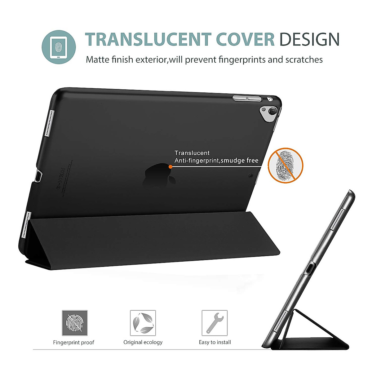 ProCase Smart Case for iPad Pro 12.9 1st and 2nd Generation (2015 and 2017 Model), Stand Cover Support Auto Sleep/Wake -Black