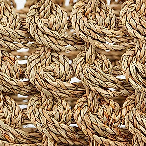 mDesign Small Natural Rose Woven Seagrass Bathroom Toliet Roll Holder Storage Organizer Basket Bin; Use on Bathroom Countertop, Toilet Tank Top - Holds 3 Rolls of Toilet Paper - Natural/Tan