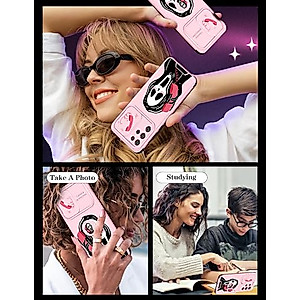 Goocrux (2in1 for Samsung Galaxy S21 Ultra Case Skull Skeleton Women Girls Cute Girly Phone Cover Cool Funny Goth Design with Slide Camera Cover+Ring Holder Teen Cases for S21 Ultra 6.8''