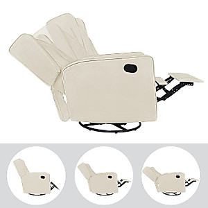 Naomi Home Relieve Muscle Aches with Nursery Glider, Upholstered Rocker Recliner Comfortable Rocking Chair with 360° Swivel Motion, Soft Cushions for Nursing and Bonding, Baby Reclining Chair (Cream)