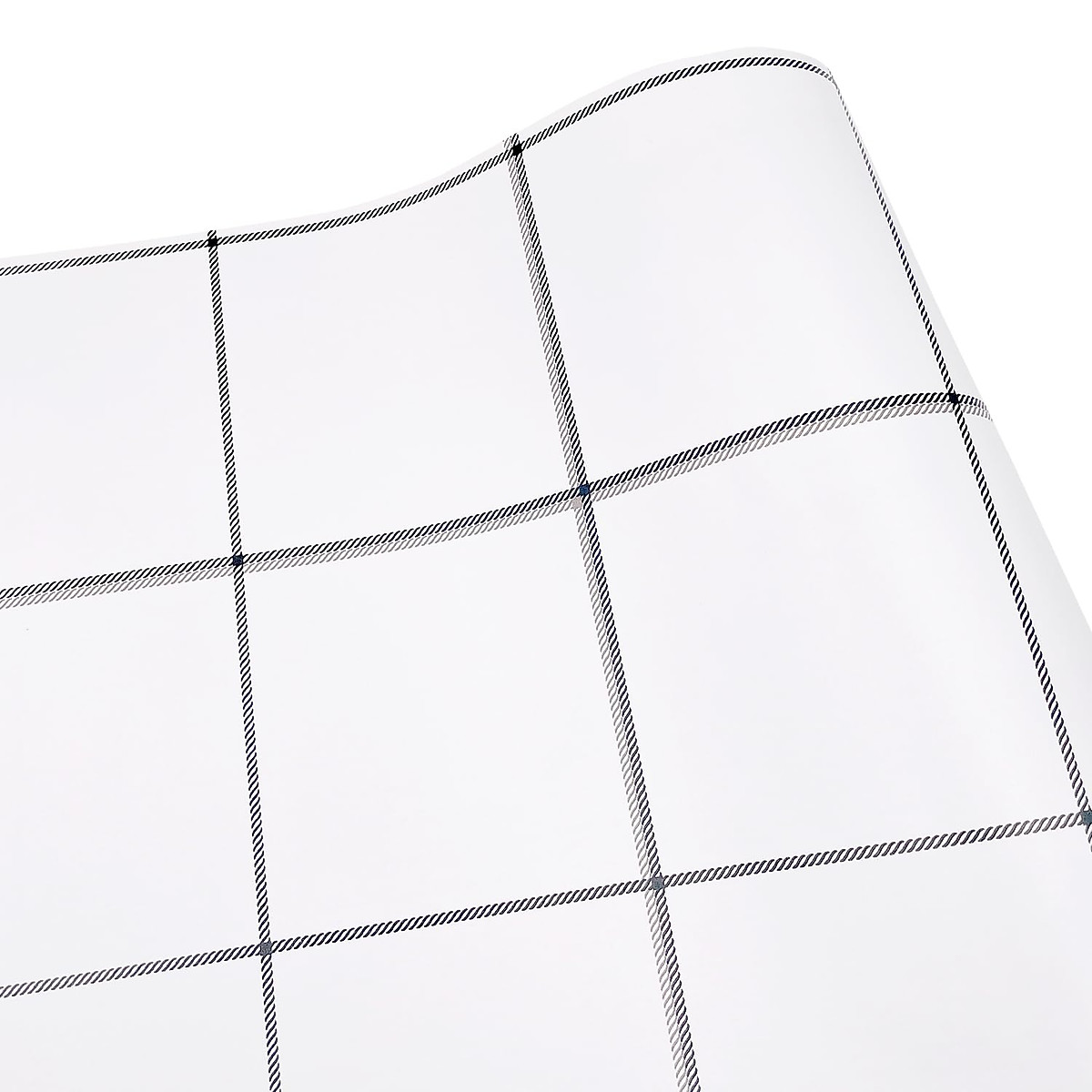 SimpleLife4U Black Striped Furniture Paper Peel & Stick White Grid Shelf Drawer Liner Cover Furnitures 17.8 Inch by 9.8 Feet