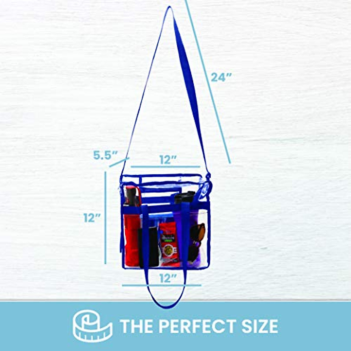 Bags for Less Clear Bag Stadium Approved Tote with Handles Double Zippers Adjustable Shoulder Straps