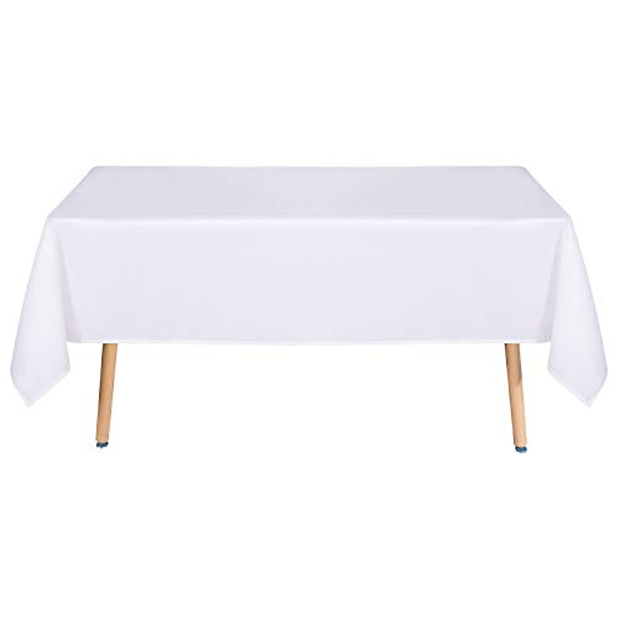sancua Rectangle Tablecloth - 60 x 84 Inch - Stain and Wrinkle Resistant Washable Polyester Table Cloth, Decorative Fabric Table Cover for Dining Table, Buffet Parties and Camping, White