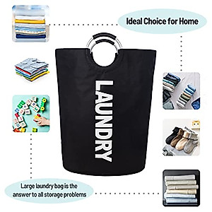 Lilyfantasy 160L XXX-Super Large Laundry Baskets, Laundry Hamper with Padded Handles, Tall Laundry Basket Stand Up Well, Foldable Round Laundry Bag for Easy Storage（Black）