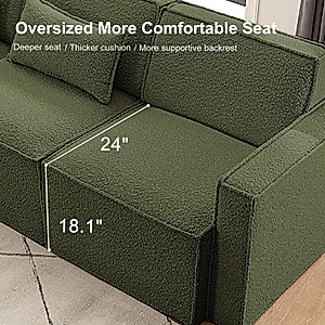 ELUCHANG 93" Modular Sectional Sofa Couch,4 Seat Sofa Convertible Modern Boucle L-Shaped Sofa with Reversible Chaise,High Supportive & Soft Sponges Comfy Sectional Sleeper Sofa for Living Room, Green
