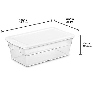Sterilite 6 Quart Clear Plastic Stackable Storage Container Bin Box Tote with Snap-Close White Lid Organizing Solution for Home & Classroom, 72 Pack