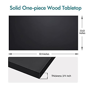 Kaboon 60x24 Black Table Top Marble Surface, Solid One-Piece Desktop, Universal Wood Countertop, Reversible Laminate Top, Double Desks, L-Desk DIY, 23.62" D x 59.1" W