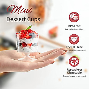 Zezzxu 100 Pack 2 oz Mini Dessert Cups with Spoons, Disposable Appetizer Cups Mousse Cups Small Plastic Wine Glasses for for Serving Individual Pudding Shots, Cocktail, Trifle