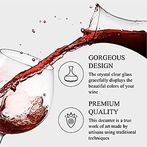 Culinaire Crystal Glass Wine Decanter White and Red Wine Decanter Artisan Wine Decanter Wine Aerator or Carafe Wine Gifts for Wine Lovers 1200ml