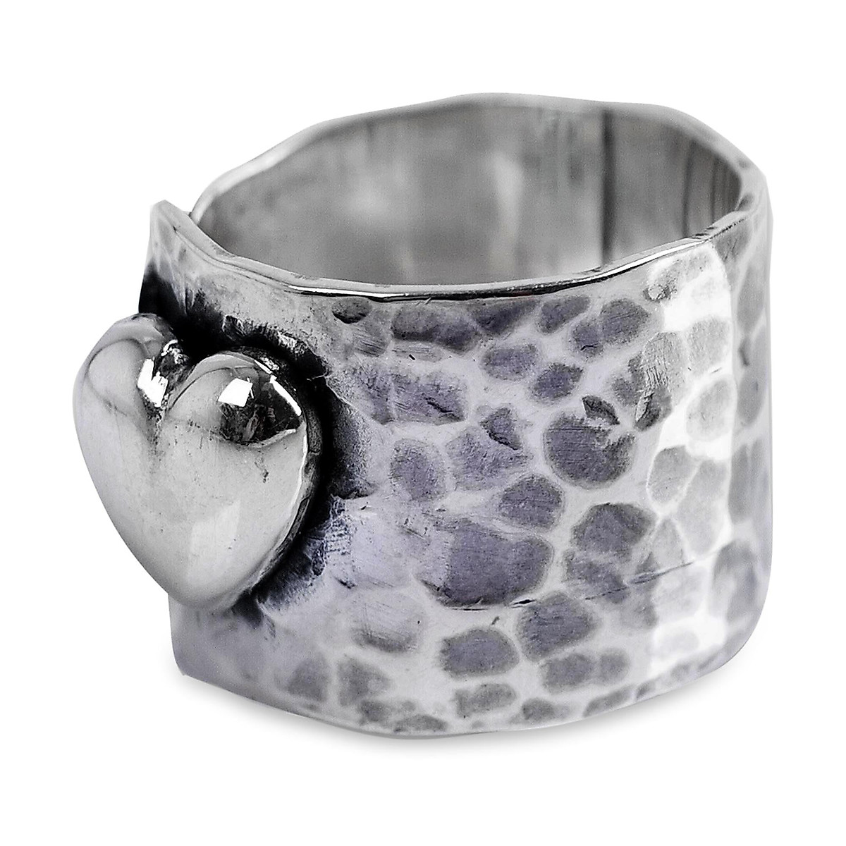 NOVICA Artisan Handcrafted .925 Sterling Silver Cocktail Ring Heart Theme Andean Peru Romantic 'Heartfelt Hug'