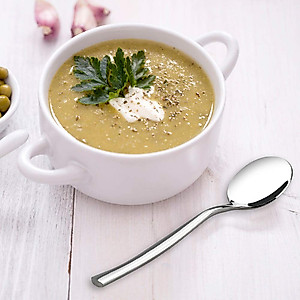 Idotry Round Soup Spoon, Stainless Steel Bouillon Spoon, Set of 12