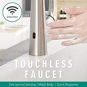 GIMILI Touchless Kitchen Faucet with Pull Down Sprayer, Single Handle Motion Sensor Activated Hands-Free Kitchen Sink Faucet Brushed Nickel