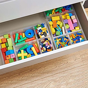 Chemlliy Clear Large Solutions Box with Cover, Art & Craft Organizer with 5 Dividers, Plastic Storage Case for Convenient and Versatile Storage, Ideal for Various Craft Supplies, 1 Pack