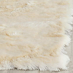 SAFAVIEH Paris Shag Collection Area Rug - 6' x 9', Ivory, Handmade Silken Glam, 2.5-inch Thick Ideal for High Traffic Areas in Living Room, Bedroom (SG511-1212)