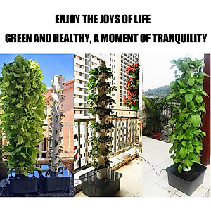 Hydroponic Tower, Aquaponic Culture System 45 Holes Net Pots Aeroponic Kit 15 Layers for Herbs, Fruits and Vegetables with Hydrating Pump, Adapter