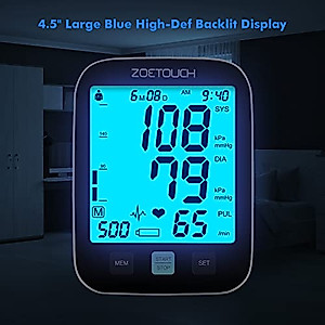 ZOETOUCH Bluetooth Blood Pressure Monitors for Home Use High Blood Pressure Machine, Smart Automatic Upper Arm BP Monitor Large Cuff, 500 Set Memory, Battery Included,LCD Backlit,Offline Storage