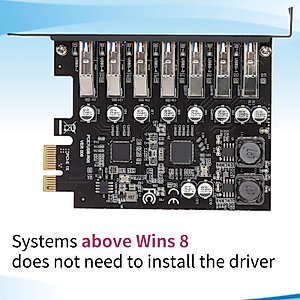 PCIE to USB 7 Port Expansion Card, PCI Express USB Add in Card, Internal USB 7 Port Front Expansion Card for XP 7 8 10 11 Linux