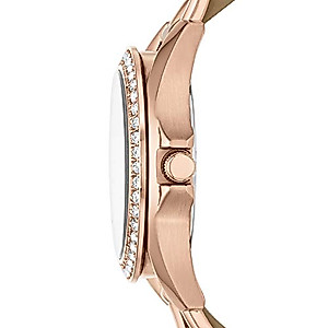 Fossil Women's Riley Quartz Stainless Steel and Leather Multifunction Watch, Color: Rose Gold, Sand (Model: ES3466)