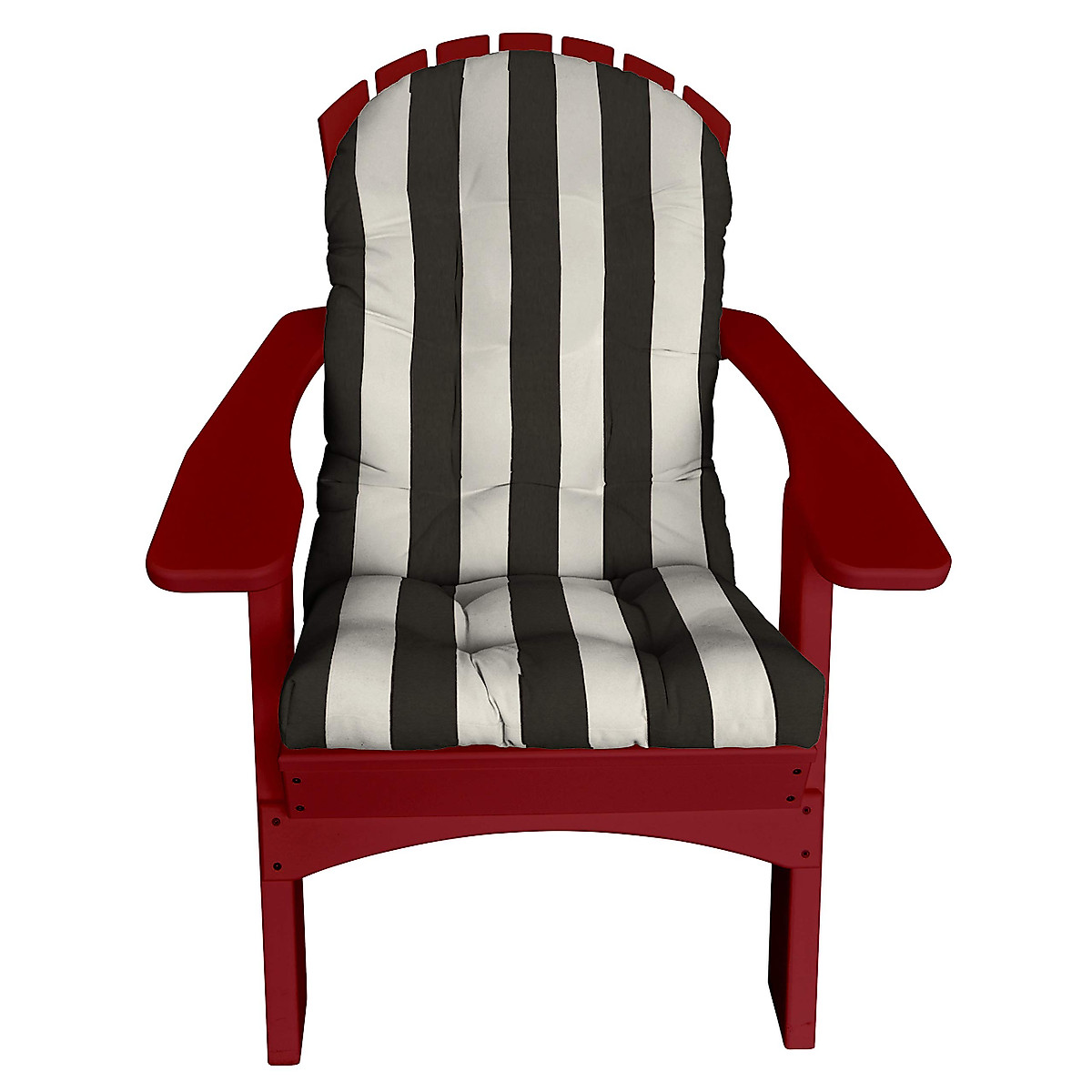 RSH DECOR: Tufted Adirondack Chair Cushion Set of 2 | 42.5” x 21” | All-Weather Spun Fabric | Water and Fade-Resistant | Outdoor Cushions for Patio Furniture | Black & White Stripe